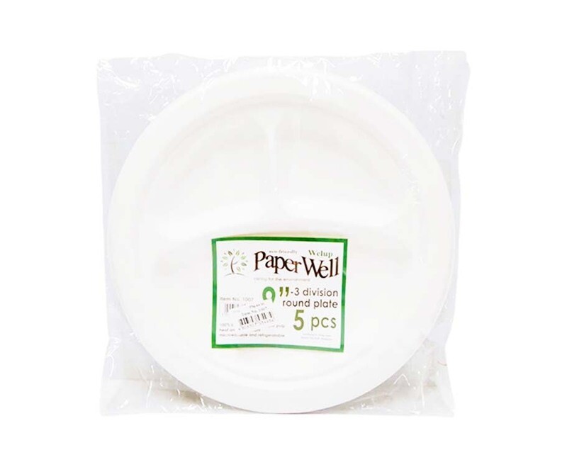 Welup Paper Well 3 Division Round Plate 9" (5 Pieces)