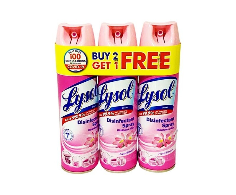 Lysol Brand Disinfectant Spray Fresh Blossom (2+1 Packs x 170g)