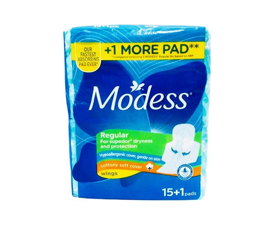Modess Regular Cottony Soft Cover with Wings 15+1 Pads