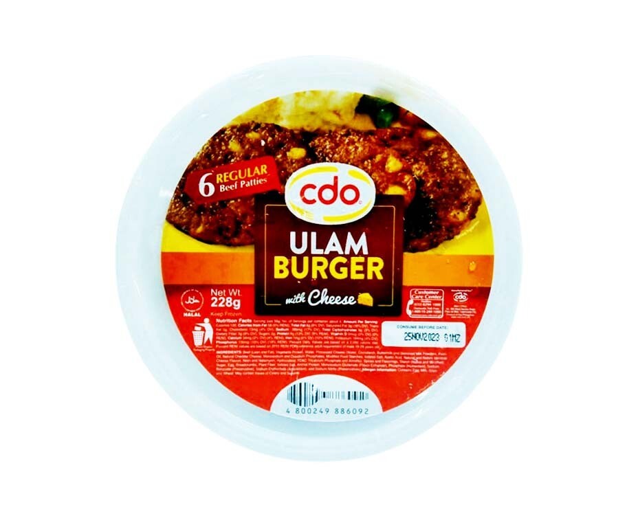 CDO Ulam Burger with Cheese 6 Regular Beef Patties 228g