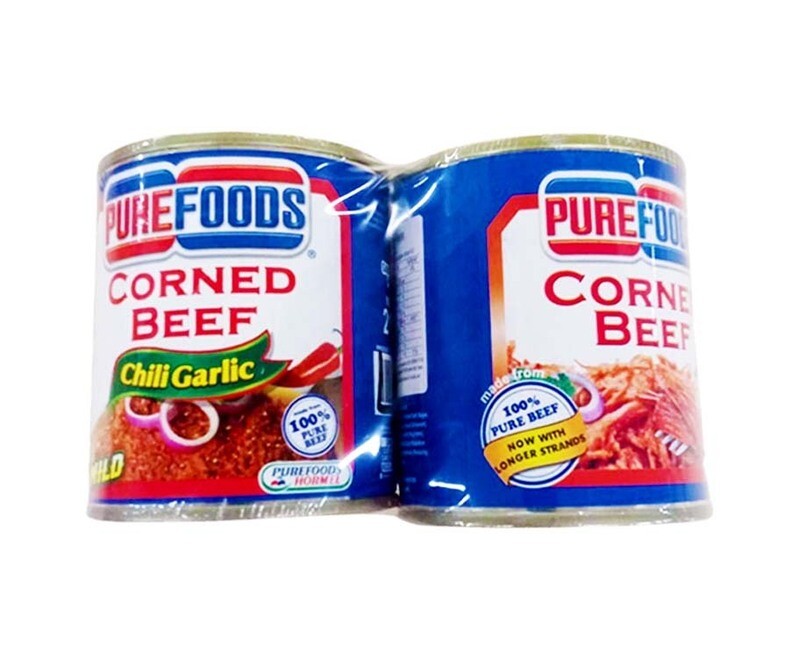 Purefoods Corned Beef Chili Garlic 210g + Purefoods Corned Beef 210g
