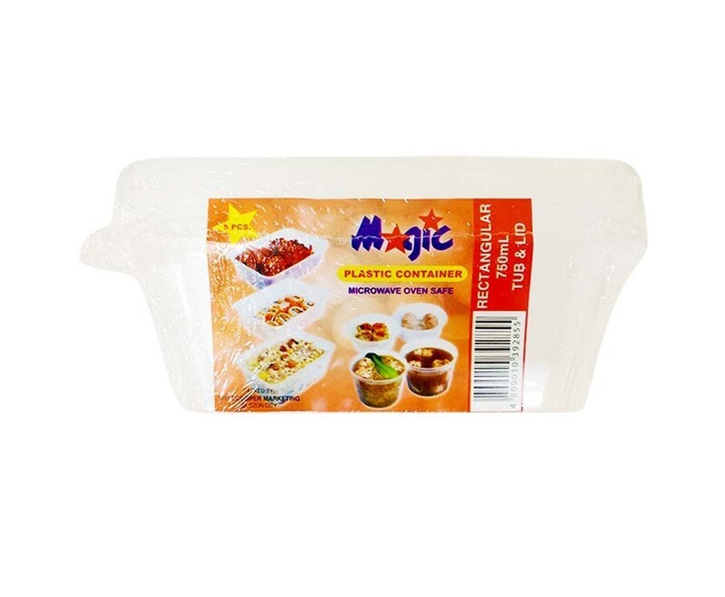 Magic Plastic Container Rectangular Tub & Lid 750mL 5 Pieces