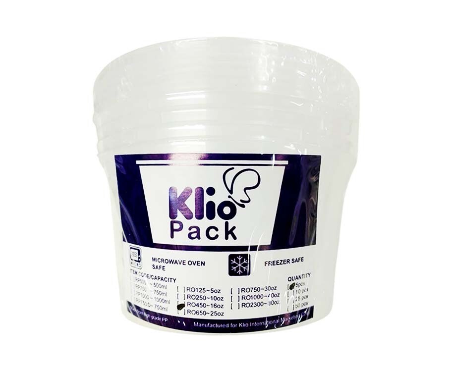 Klio Pack Microwavable Container Round 450mL 5 Pieces