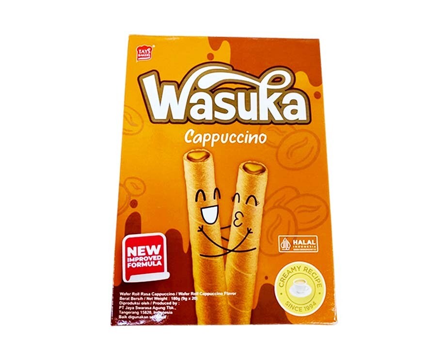 Wasuka Wafer Roll Cappuccino Flavor 20 Sticks X 9g 180g