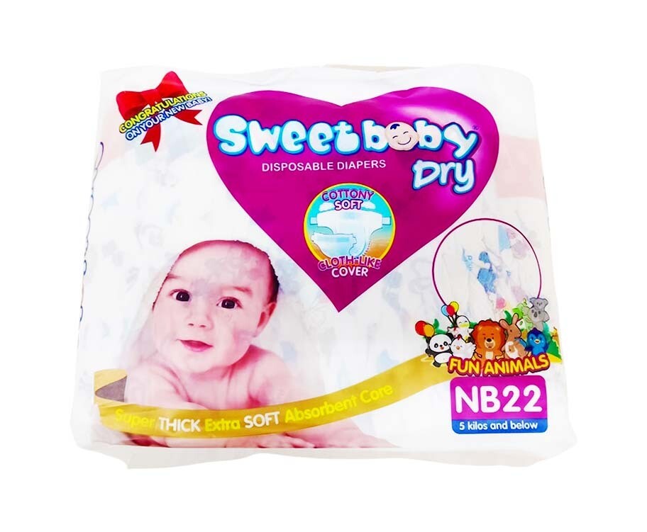 Sweet Baby Dry Disposable Diapers Newborn 22 Diapers
