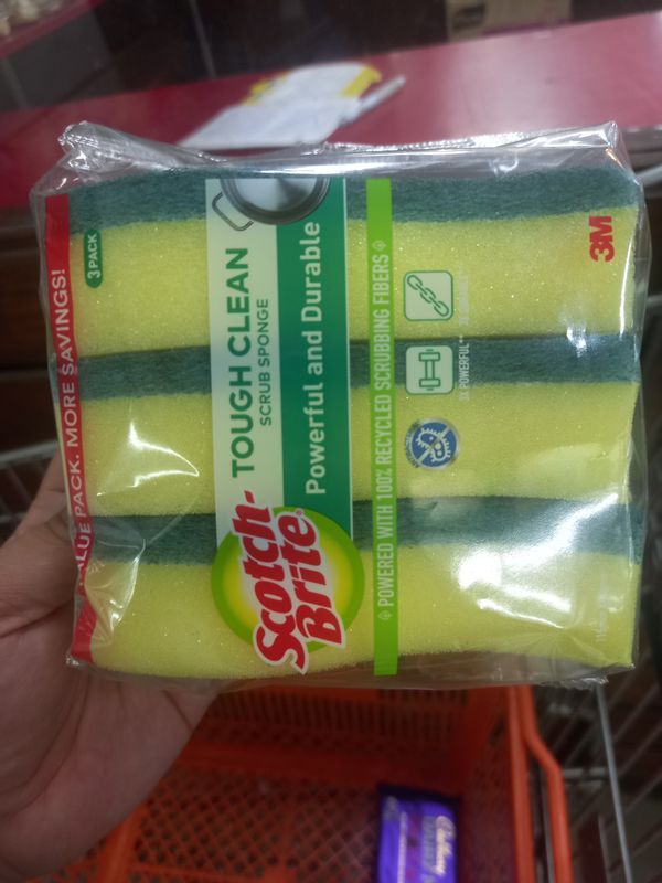 Scotch Brite tough clean 3packs heavy duty antibacterial scrub sponge ...