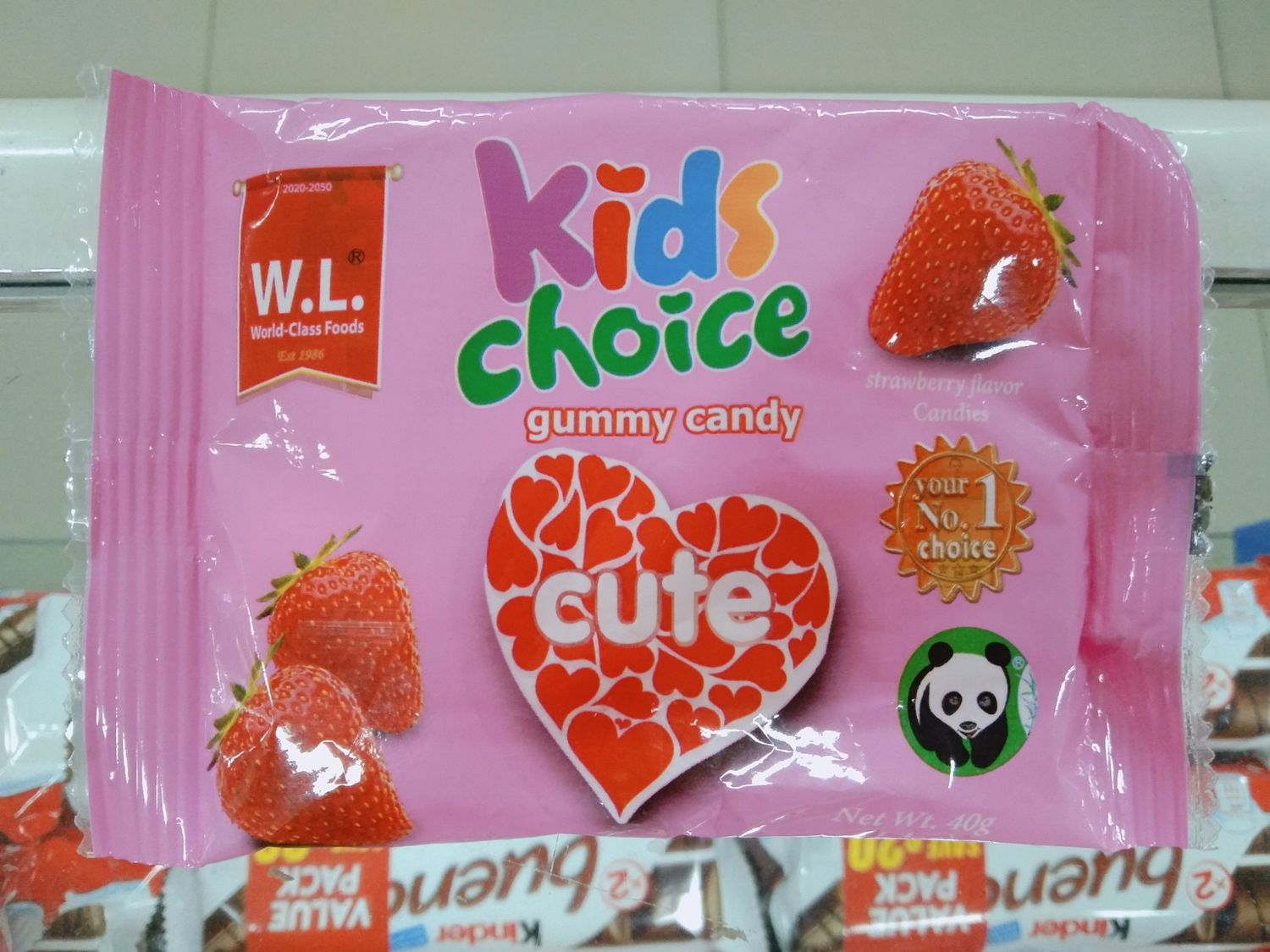 WL Kids Choice Gummy Candy Strawberry Flavor Candies 40g