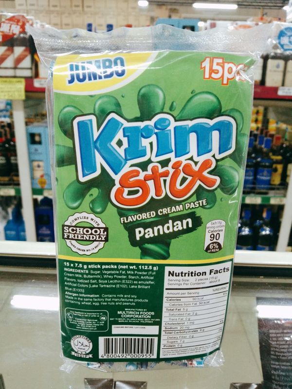 Krim Stix Pandan Flavored Cream Paste Jumbo (15pcs. x 7.5g)