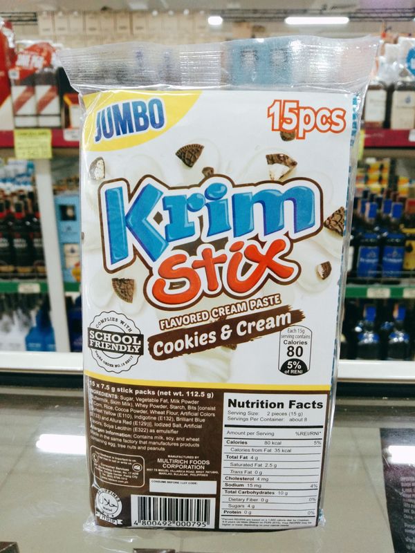 Krim Stix Cookies & Cream Flavored Cream Paste Jumbo (15pcs. x 7.5g)
