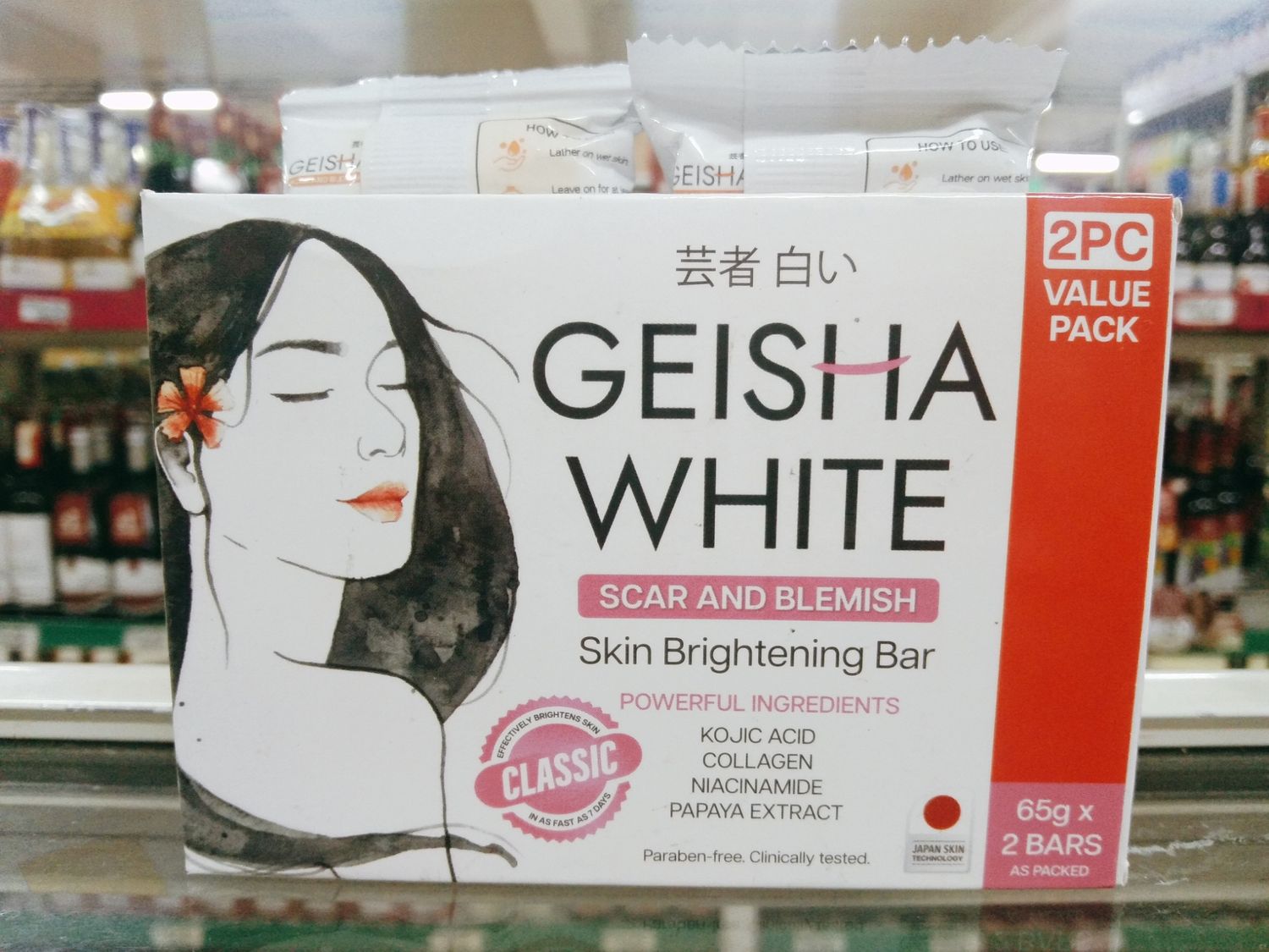 Geisha White Classic Scar and Blemish Skin Brightening Bar (2 Bars x 65g)