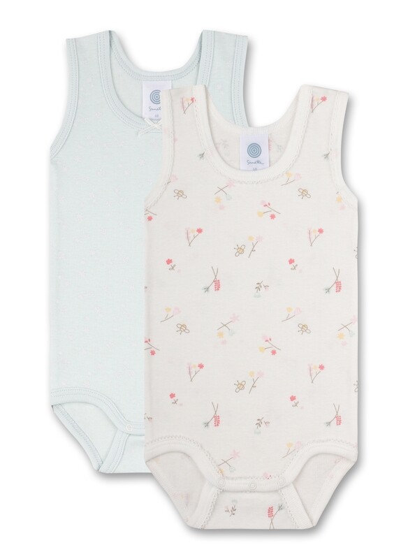 Sanetta meisjes romper: mouwloos, duopack