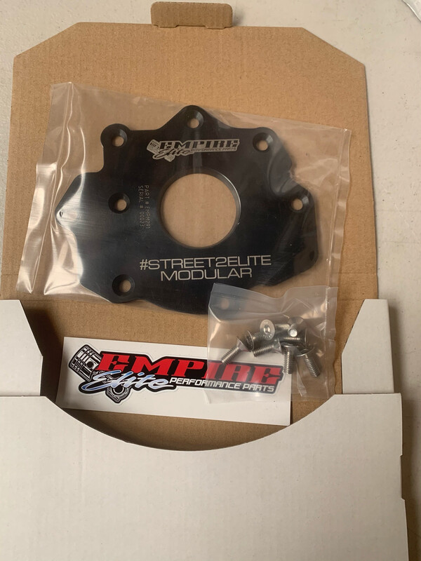 EMPIRE ELITE BILLET MODULAR OIL PUMP BACKING PLATE BOSS 260 290 MUSTANG
