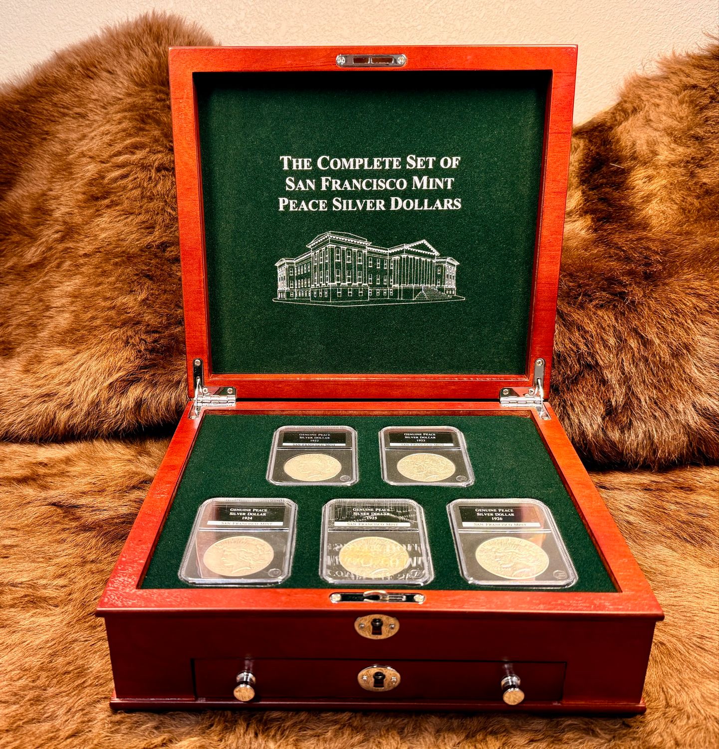 Complete 9-Coin San Francisco “S” Mint Peace Silver Dollar Set (1922–1935)