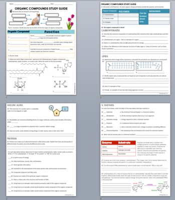 Organic Compounds Study Guide - Store - Biology Roots