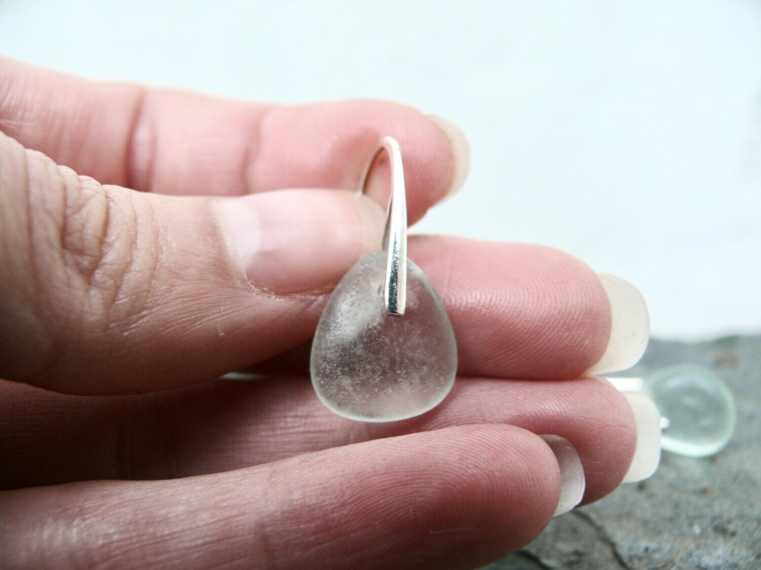 Pale Sea Foam Sea Glass Drops