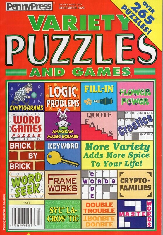 Inmate Puzzles | Penny Press Variety Puzzles and Games Dec 2022