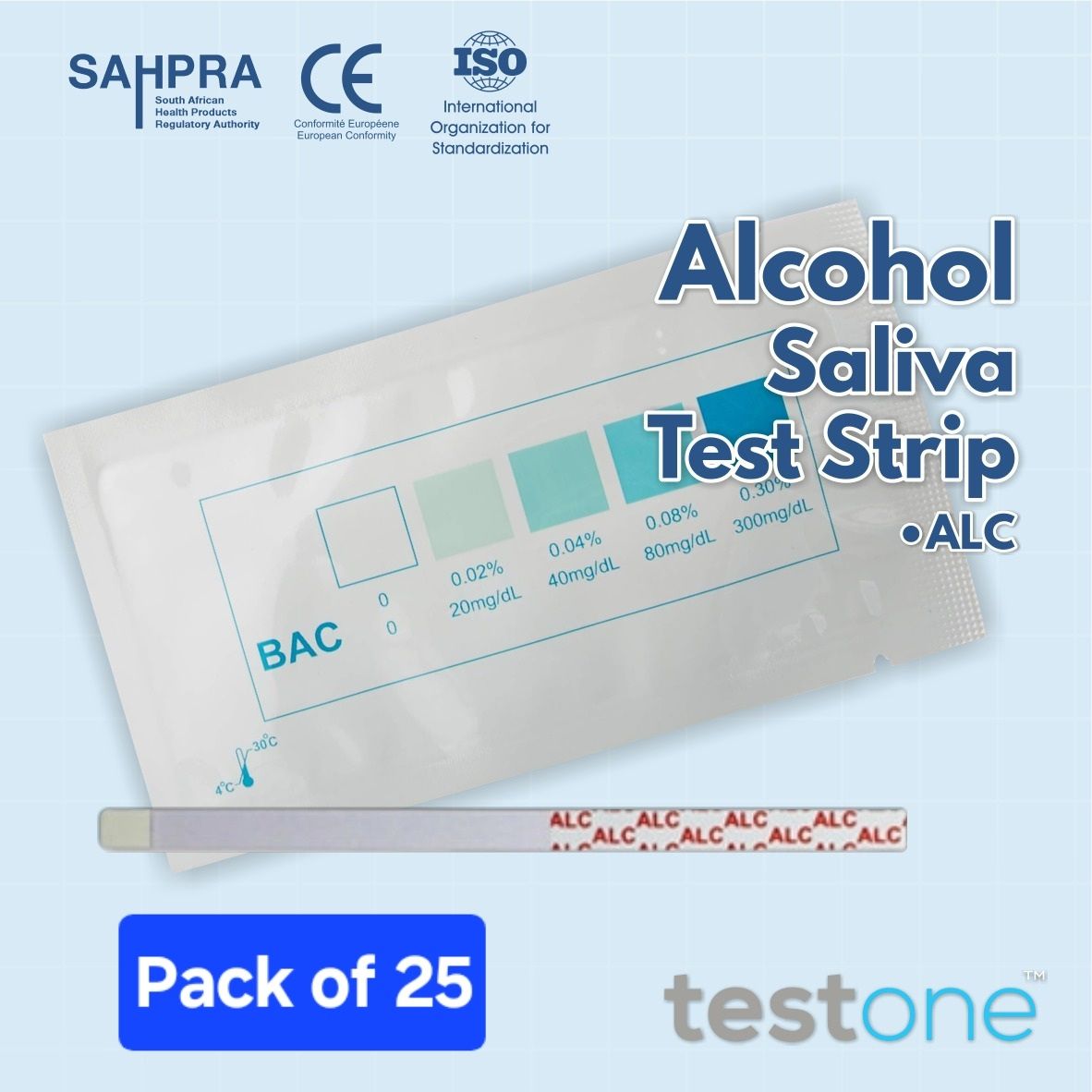 Alcohol Saliva Test Strip - testone.co.za