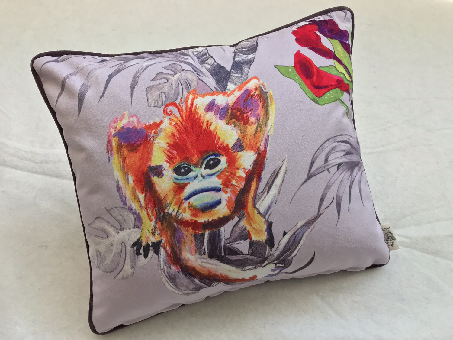 Lilac floral Snub-Nosed / Red Howler Monkey Scatter Cushion - Store ...