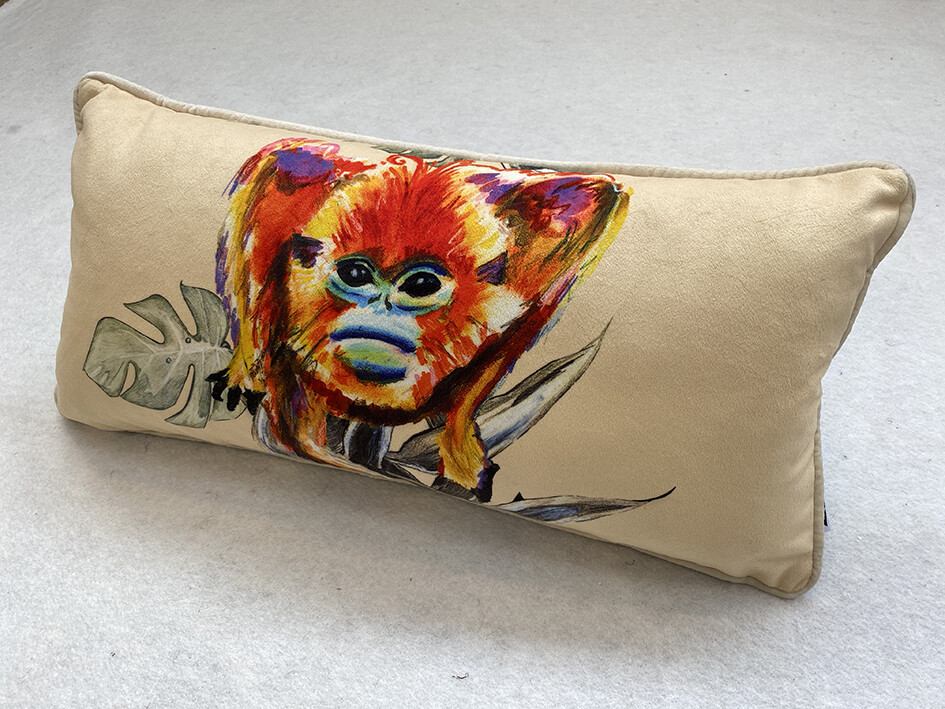 Cream Snub-Nosed Magic Monkey Lozenge Cushion - Store - Atelier Ray Clarke