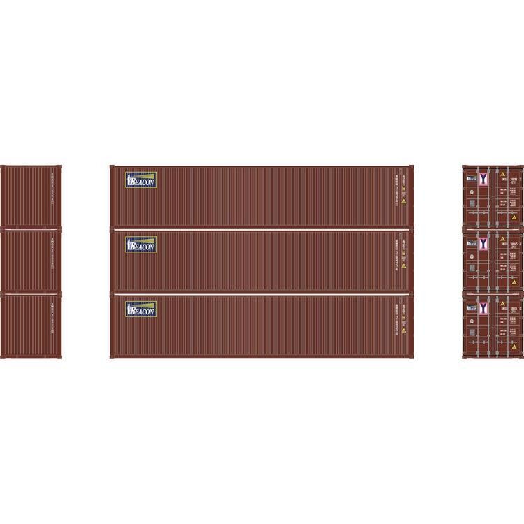 Athearn HO RTR 40' Corrugated Low-Cube Container, Beacon #1 (3)