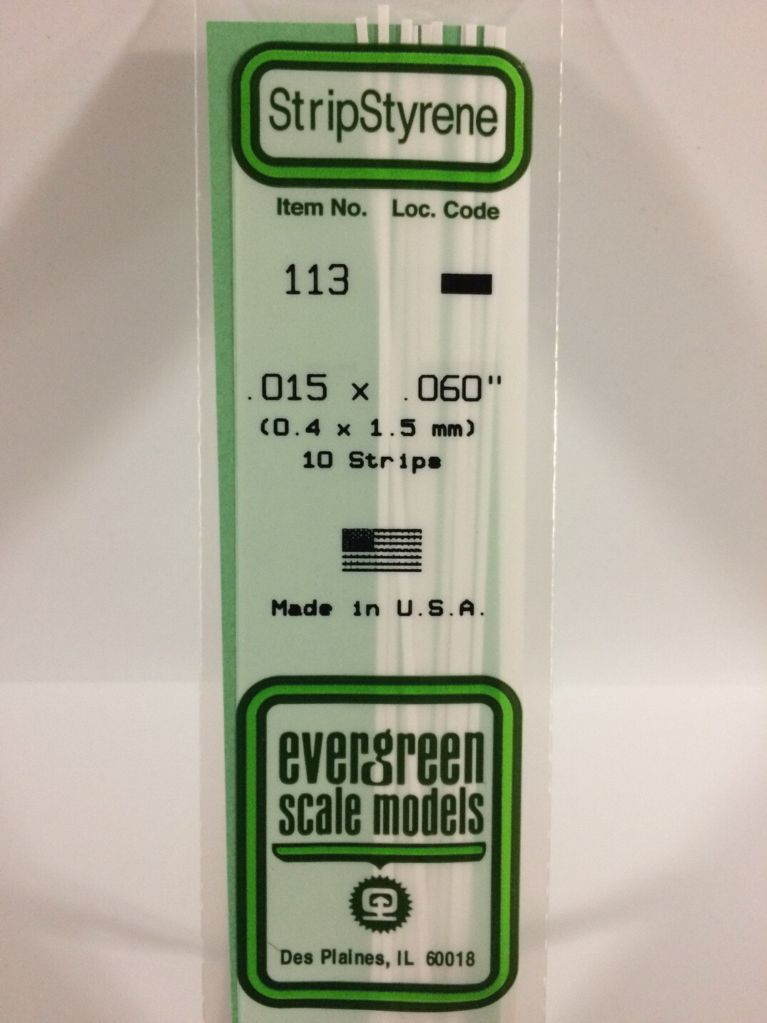 Evergreen Styrene Strip .015"x.060"