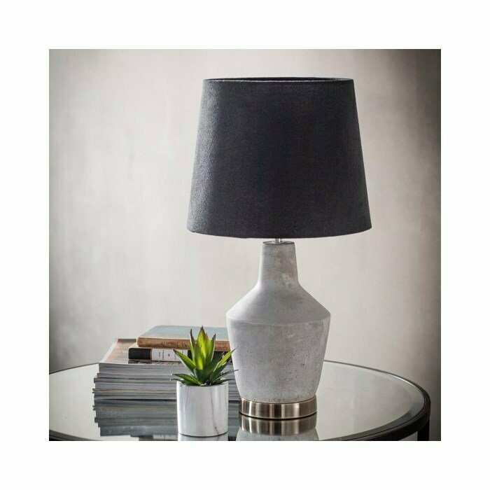 Grey Table Lamp with Textured Grey Base & Dark Grey Fabric Light Shade