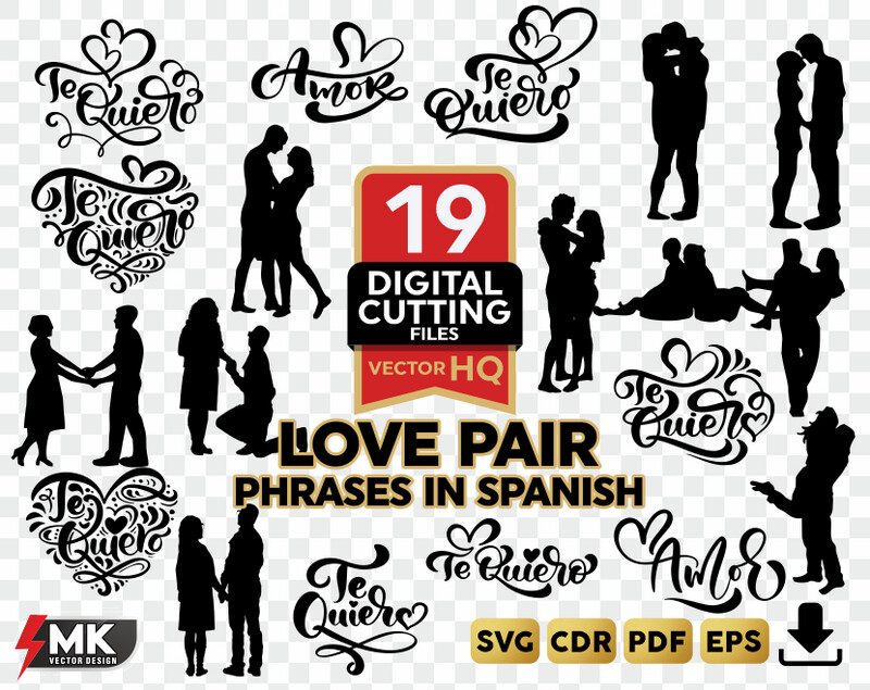 Love Text Languages SVG Clipart - Multicultural & Romantic Vector Art