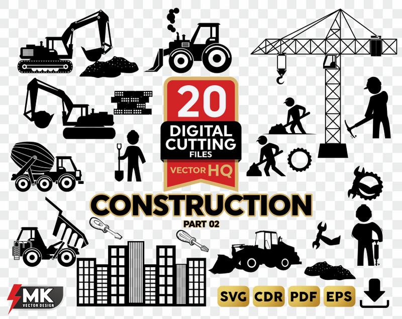 Construction 02 SVG Clipart - Worker & Equipment Vectors