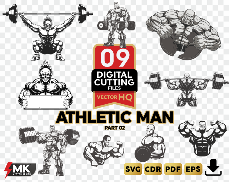 Athletic Man 02 SVG Clipart - Gym Apparel & Posters
