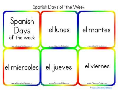Days Of The Week In Spanish Printables