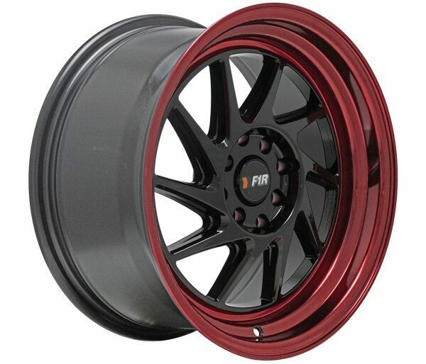 F1R F07 16x8 4x100/114 +25 Black/Red Lip Wheel