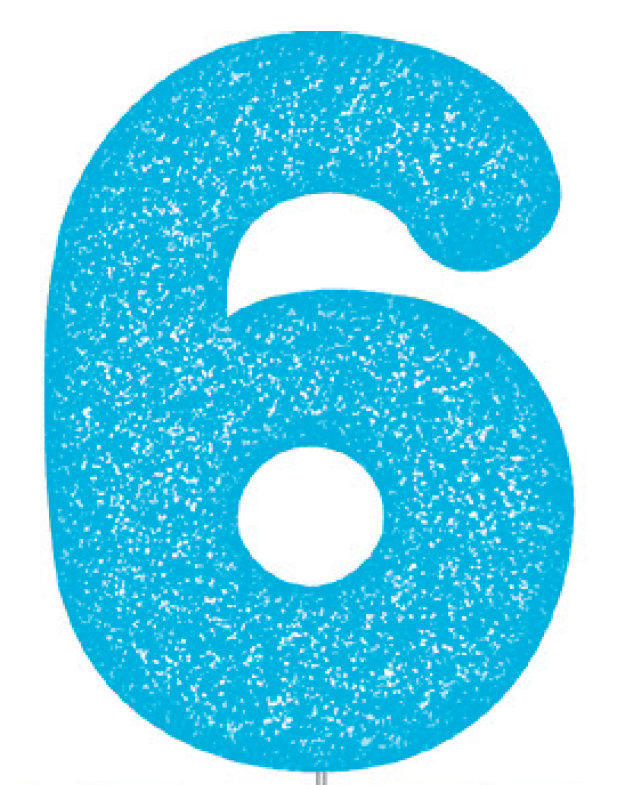 Blue Glitter Number Cake Birthday Candles 6