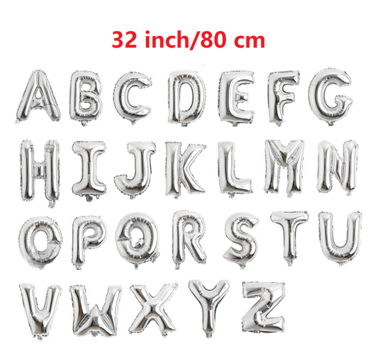 65 cm Silver Letter Foil Balloon A-Z
