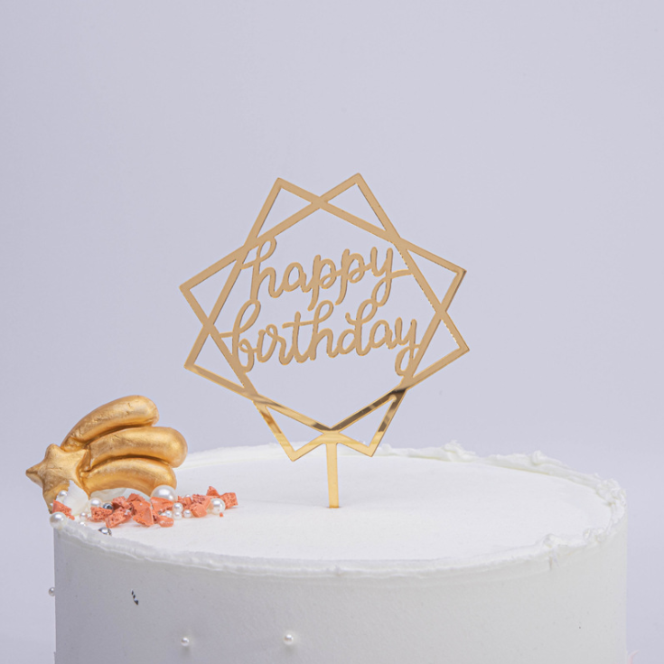 Cake Topper Gold Happy Birthday
