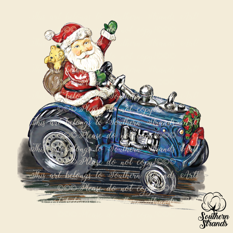 Santa Tractor - Blue
