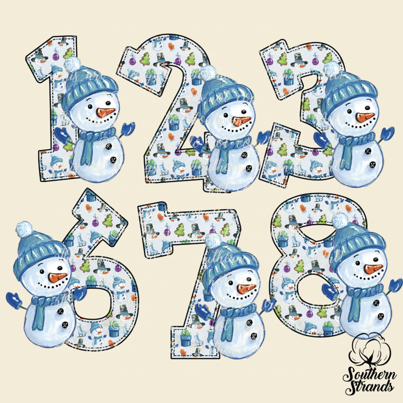 Hand Written Snowman Numbers + WITH Snowman Figures Kit