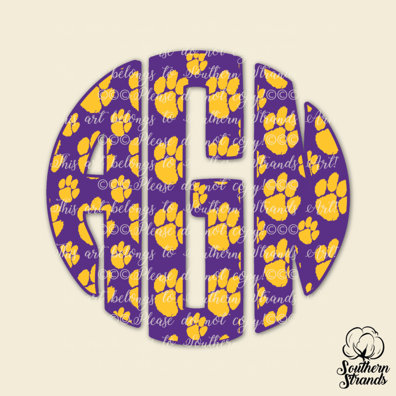 Purple and Yellow Paws Circle Alpha
