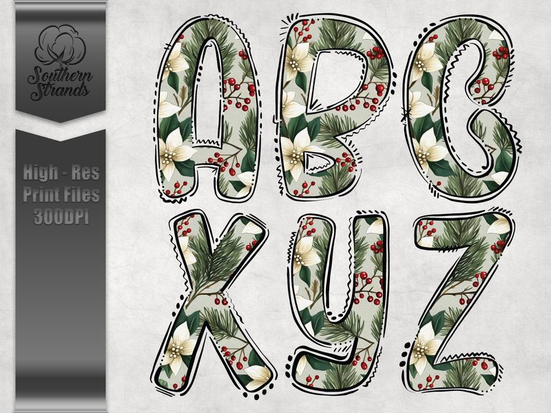 Christmas Vintage Doodle Alpha 5 | Digital Design