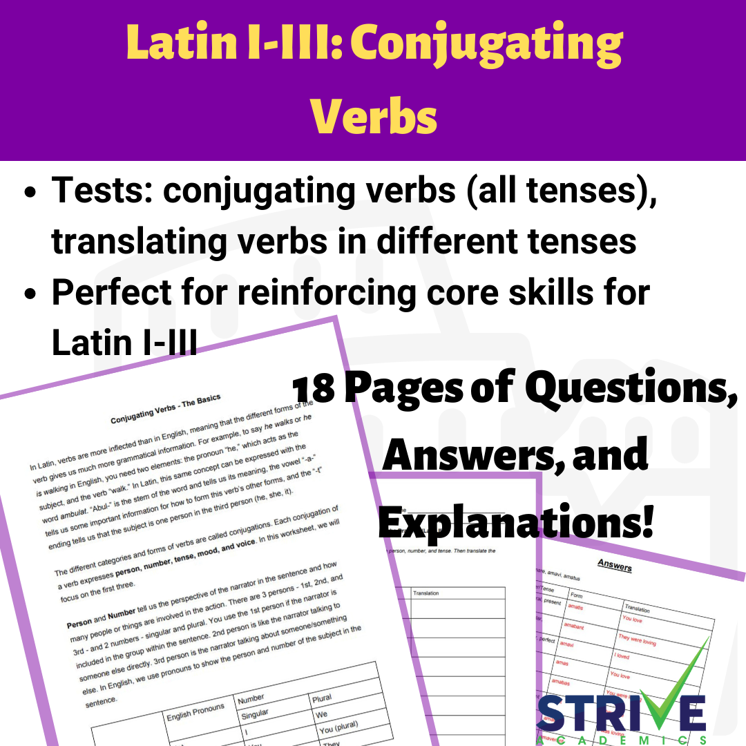 Latin II: Forming Active Verbs - Set 1 (All Tenses & Conjugations)