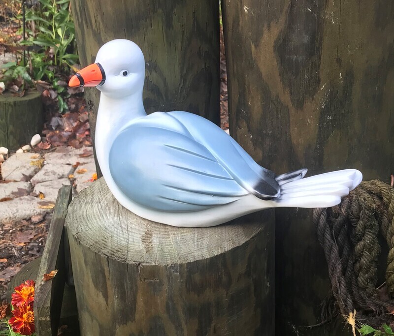 Sitting Seagull Replica. Lifelike Nautical Display.