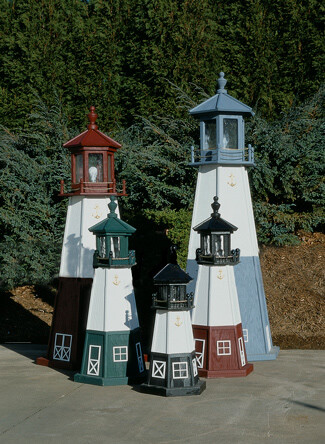 Wooden Vermillion Lighthouses up to 12 ft. Tall