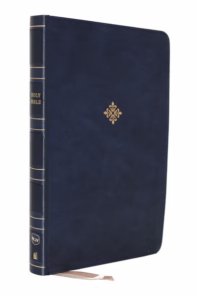NKJV Large Print Thinline Bible, Leathersoft, Navy