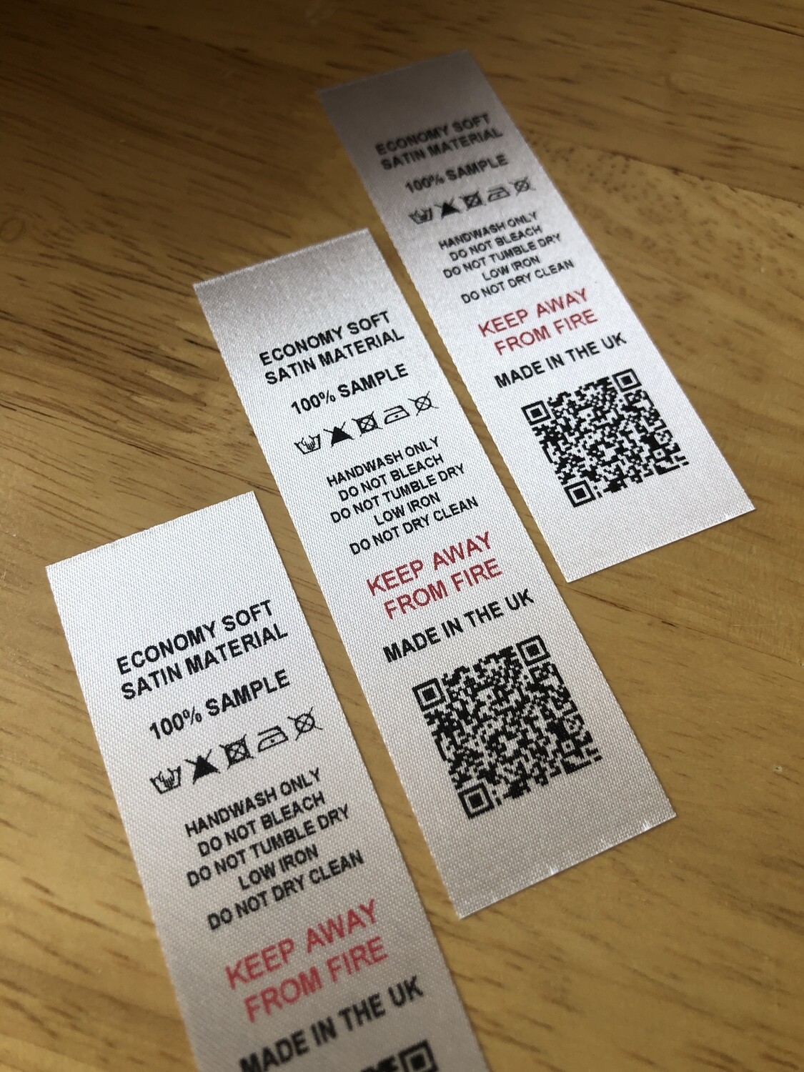 Economy Satin Labels & Materials