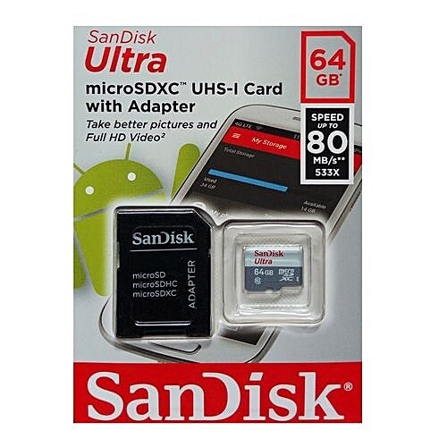 SanDisk 64GB Memory Card + Adapter 100% Original
