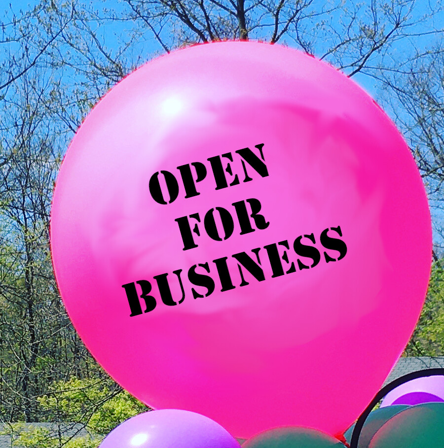 Giant open for business sign balloon waver