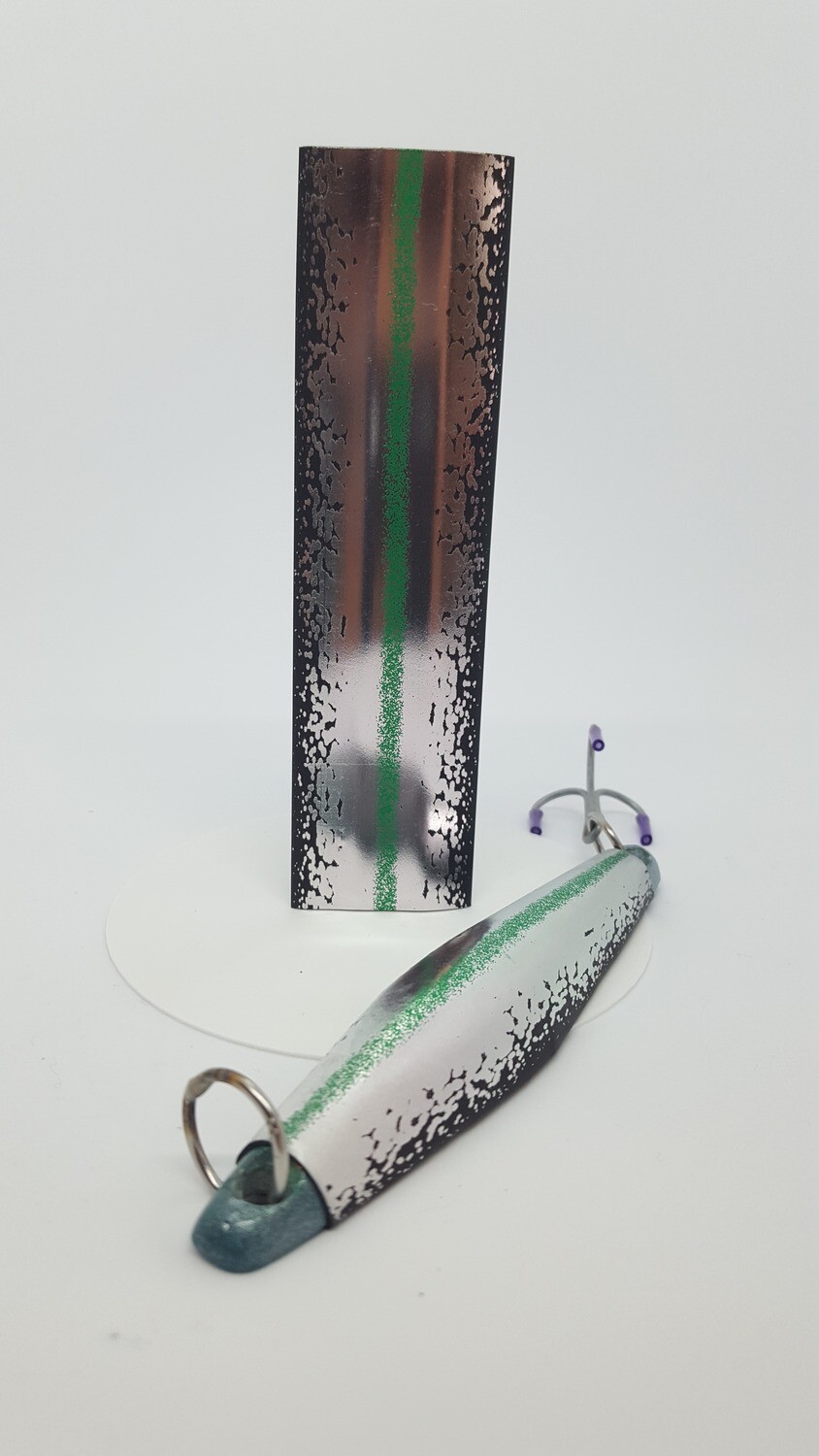 Racer - Black cover with silver belly and green belly stripe print