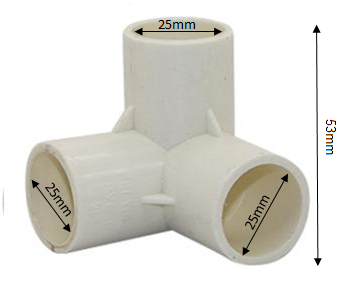 PVC Connector 3 Way Elbow 25mm PVC Connectors PVC Connectors Hobby Shop