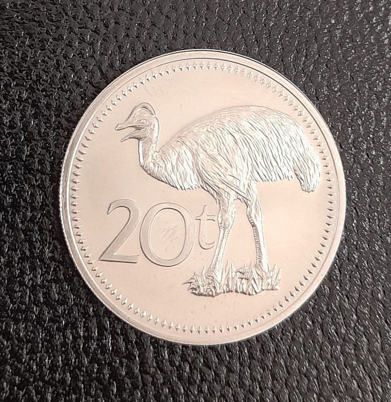 PAPAUA NEW GUINEA-20 TOEA 1977,UNC PROOF