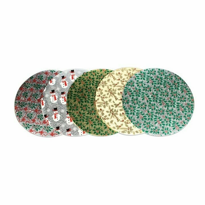 10'' (254mm) Christmas Assorted Double Thick Round Cake Card
