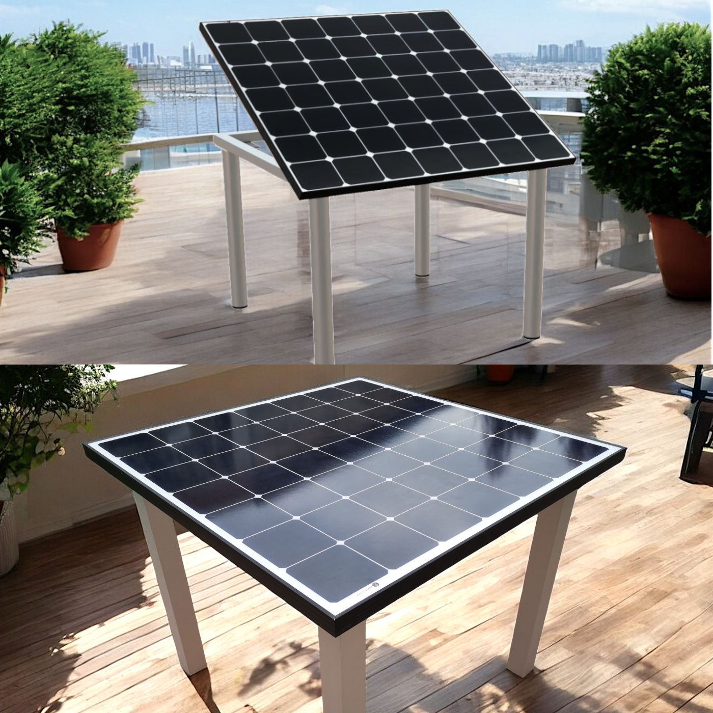 Solar-Balkontisch, Loungetisch oder Beistelltisch, 94 x 94 cm mit 190 ...